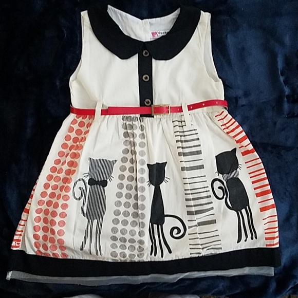 Vogue | Dresses | Little Girls Kitty Cat Dress With Matching Belt ...